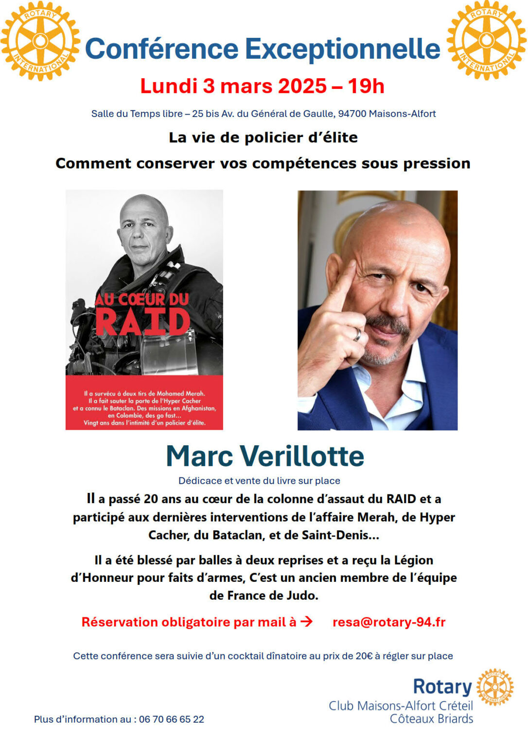 Conférence d’un ancien policier d’élite du RAID – ROTARY 94 MACCB
